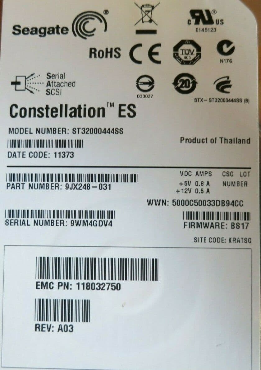 EMC Seagate ST32000444SS 9JX248-031 Constellation ES 2TB 7200RPM SAS ...