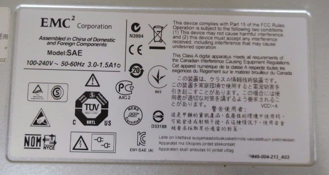 EMC VNX5300 SAE - HDD Expansion Array 16x SAS 600GB 2x Controller 100 ...