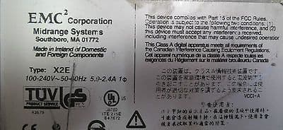 EMC X2E Storage Array 005048494 15x 73GB HDD 2x Controllers 2x PSU FC