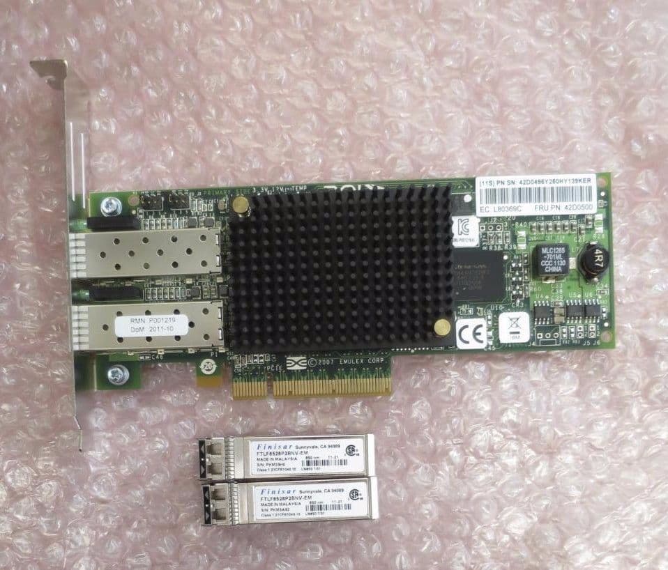 Emulex-LPe12002-8Gbps-PCI-e-HBA-Dual-Port-Fiber-Channel-Adapter-FH-IBM ...