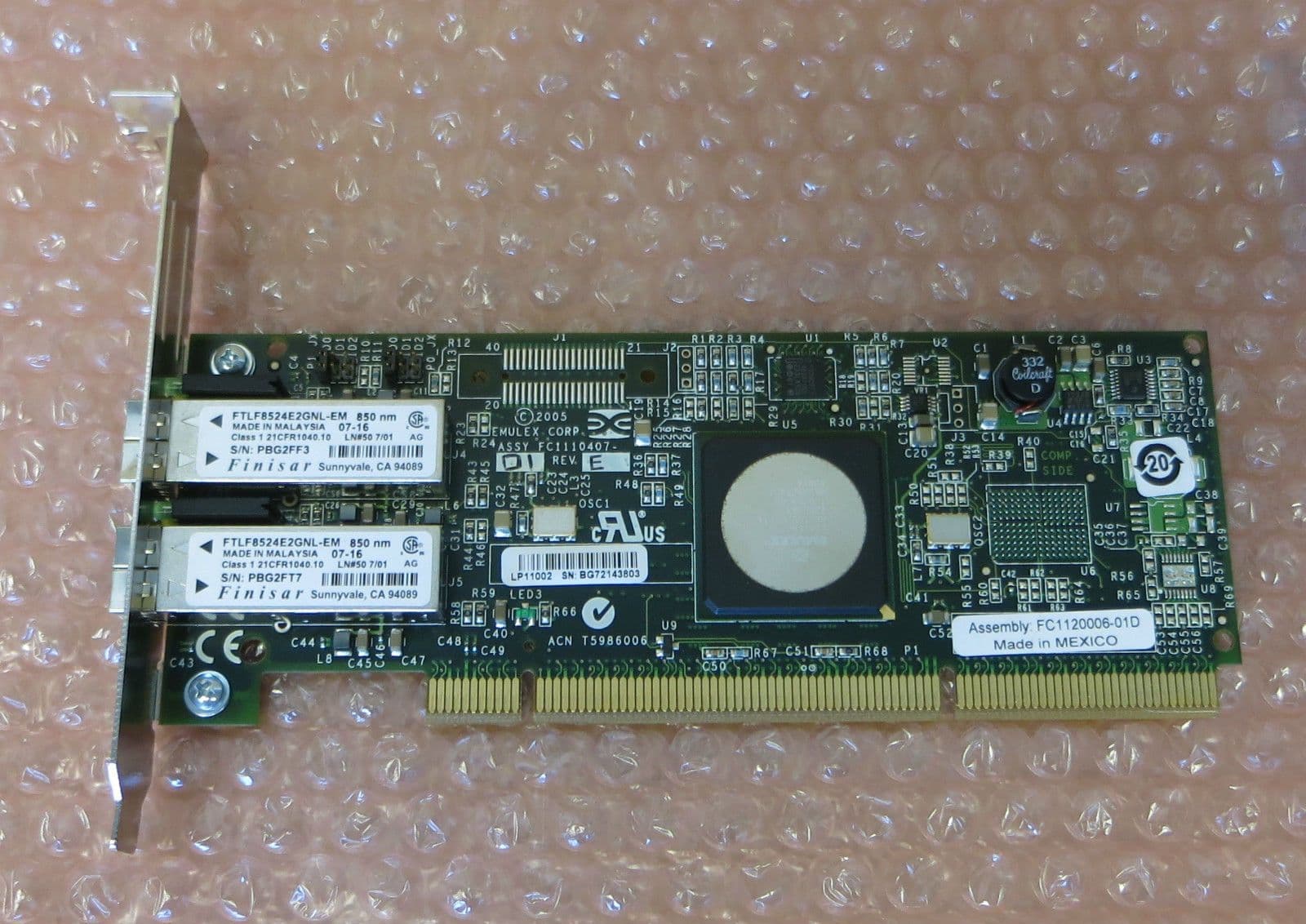 Emulex P-Series Dual Port FC Fibre Channel 5759 LP11002 4Gbps PCI-X 10N8620