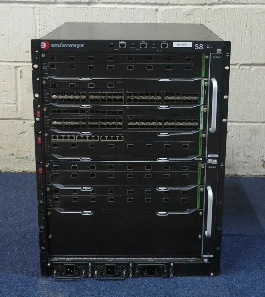 Enterasys S8 8-Slot 14 5U Switch Chassis 2x I/O Core Mod 4x Switch Mod ...