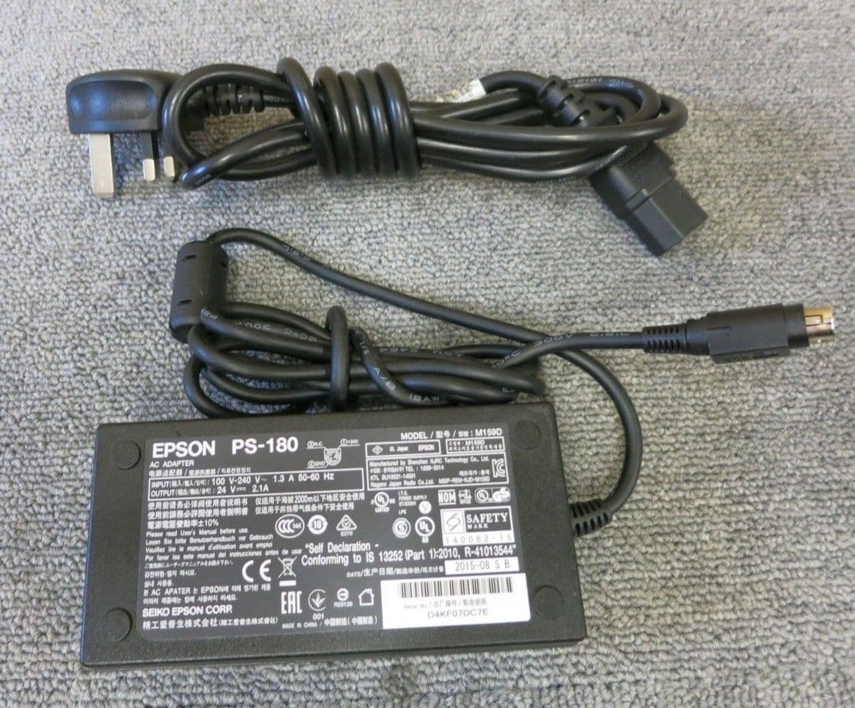 Epson PS-180 M159D 3 Pin DIN Plug AC Power Adapter 50 4W 24V 2 1A