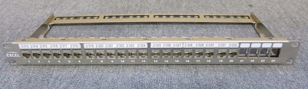 Excel 100-028 100-210 24-port 1U Cat6 Keystone Frame With 20 Toolless ...