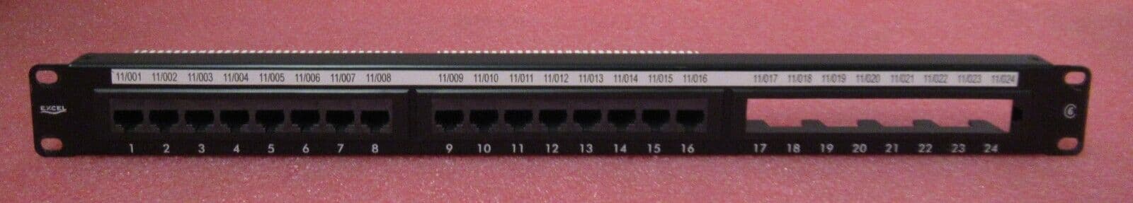 Excel 100-304 16 Port Cat6 RJ45 Punch Down Patch Panel 1U 19"