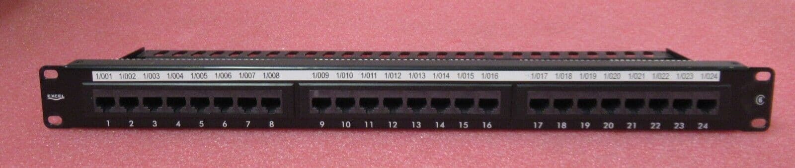 Excel 100-304 24 Port Cat6 RJ45 Patch Panel 1U 19" Punch Down Cable ...