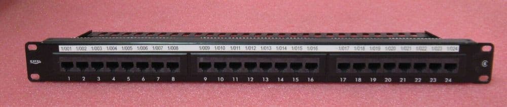 Excel 100-304 24 Port Cat6 RJ45 Patch Panel 1U 19" Punch Down Cable ...
