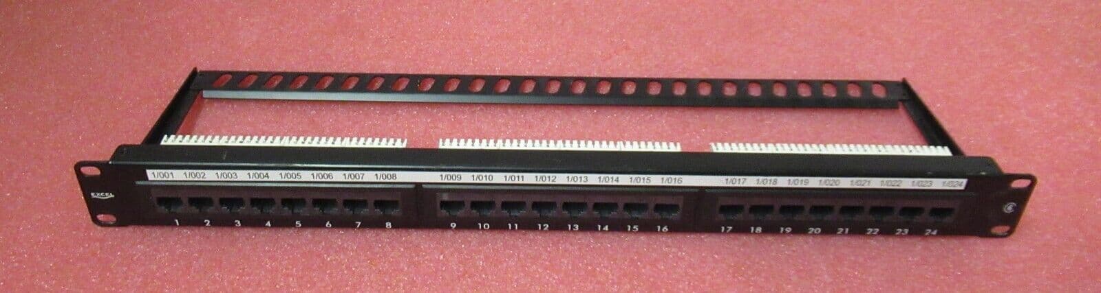 Excel 100-304 24 Port Cat6 RJ45 Patch Panel 1U 19" Punch Down Cable ...