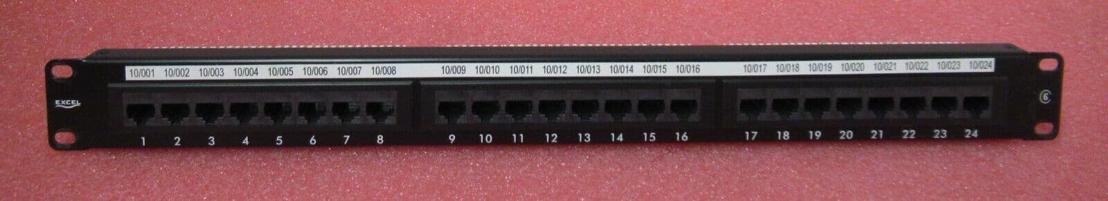 Excel 100-304 24 Port Cat6 RJ45 Punch Down Patch Panel 1U 19"