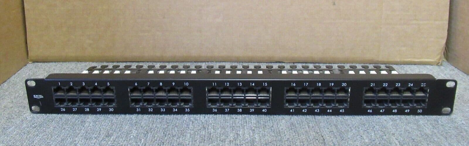 Excel 100-464 Voice 50 Port 3-Pair Category 3 Ethernet RJ45 Patch Panel ...