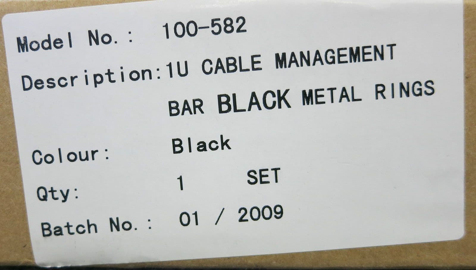 Excel 100-582 1U 19" New Cable Management Bar 4 Vertical Hoops Black