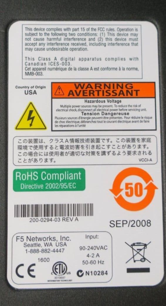 F5 Network Big-IP 1600 Enterprise LTM Local Traffic Manager Load ...