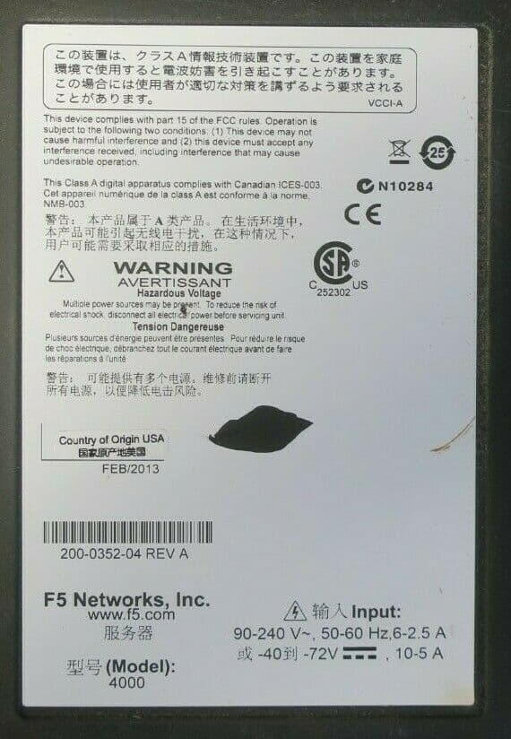 F5 Network Big-IP 4000 Series Enterprise Application Delivery Controller ADC