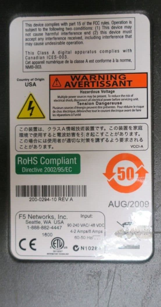 F5 Networks Big-IP 1600 Enterprise LTM Local Traffic Manager Load ...