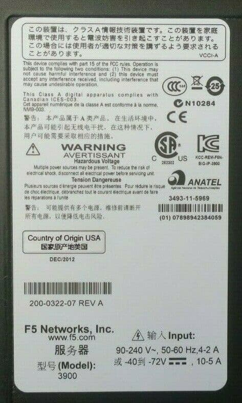 F5 Networks Big-IP 3900 Series LTM Local Traffic Manager Load Balancer ...