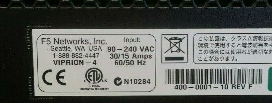 F5 Viprion-4 400-0001-10 Port Application/Load Balancing Switch 4x ...
