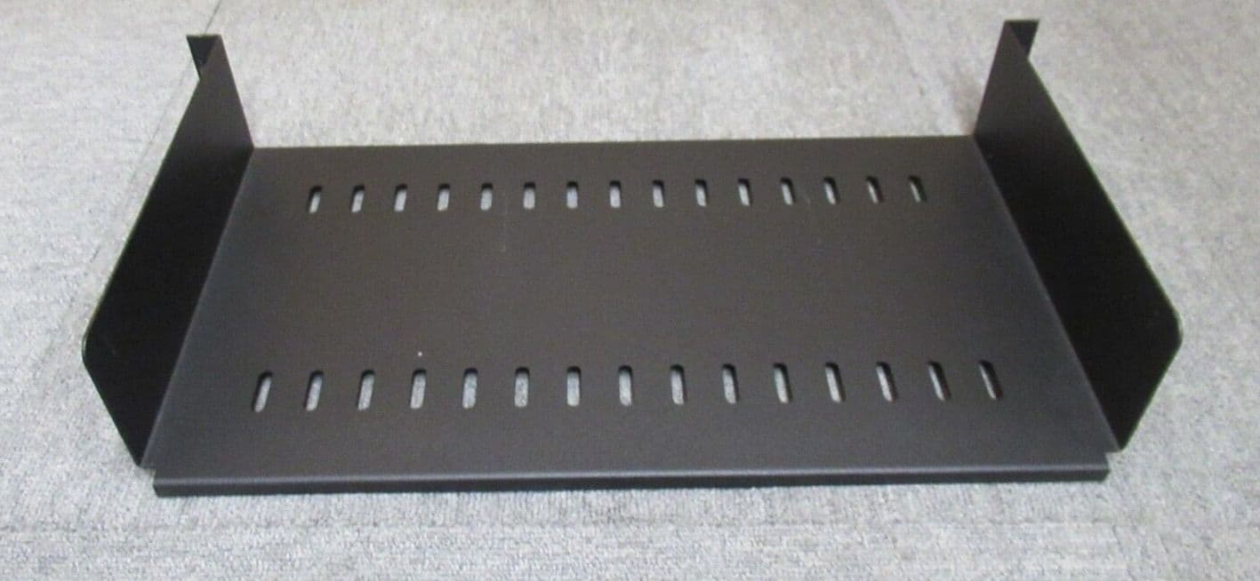Fixed Vented Cantilever Data Cabinet Shelf 2U 19" Black 245mm Deep