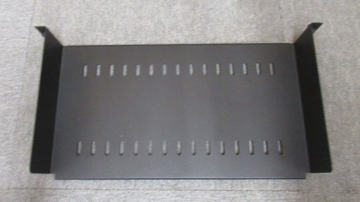 Fixed Vented Cantilever Data Cabinet Shelf 2U 19" Black 245mm Deep