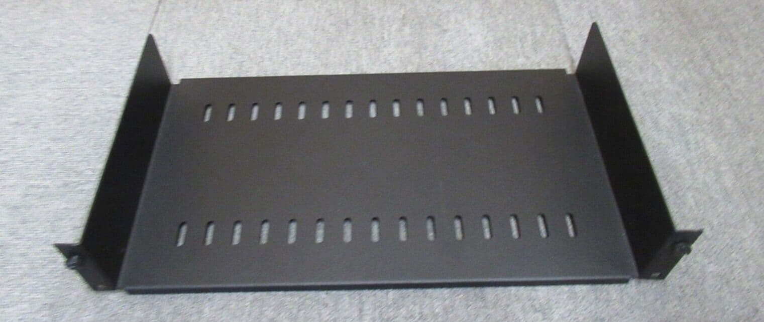 Fixed Vented Cantilever Data Cabinet Shelf 2U 19" Black 245mm Deep
