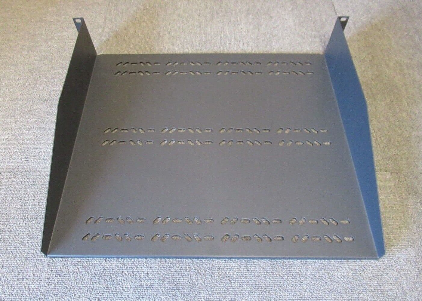 Fixed Vented Cantilever Data Cabinet Shelf 2U 19" Grey 400mm Deep