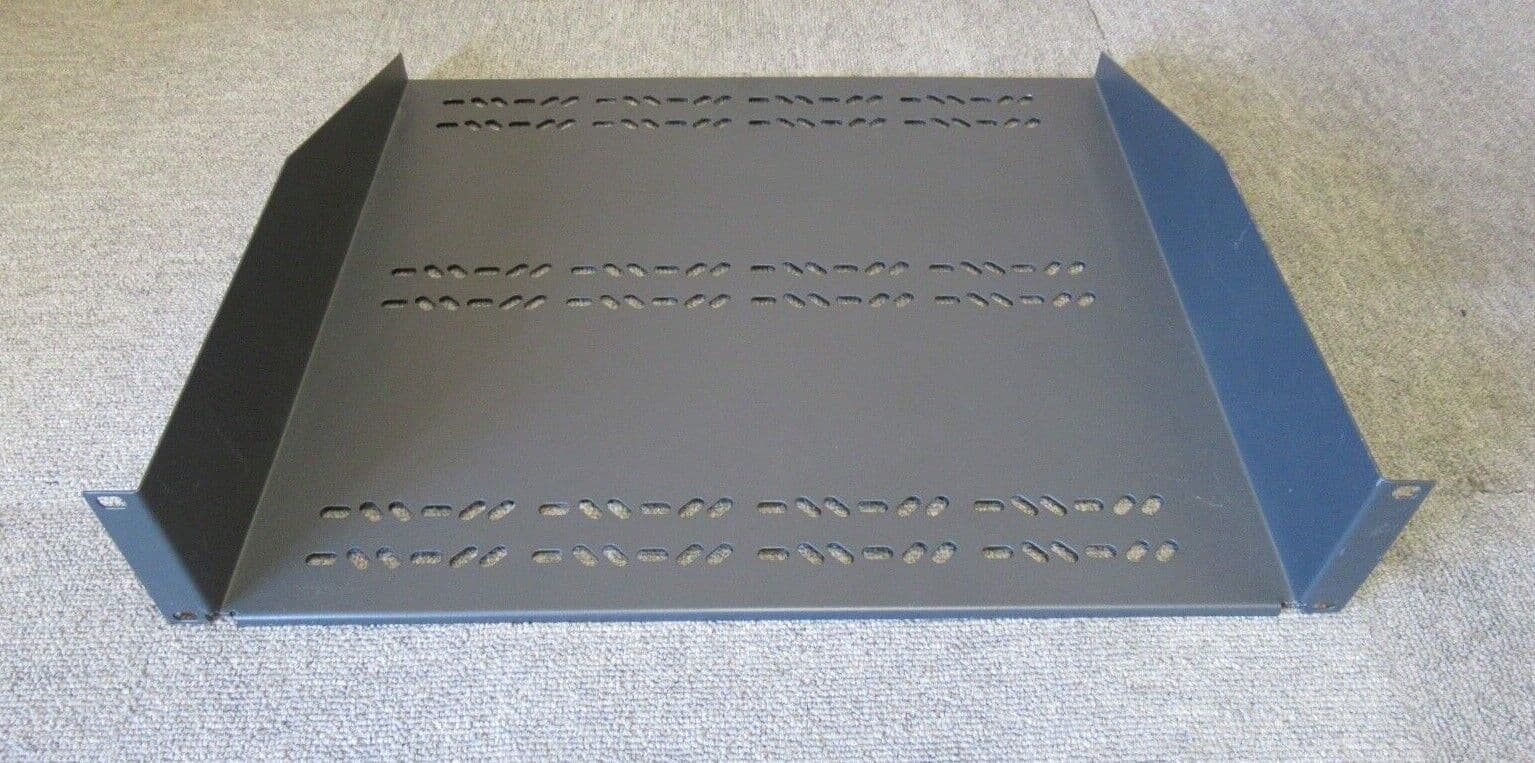 Fixed Vented Cantilever Data Cabinet Shelf 2U 19" Grey 400mm Deep