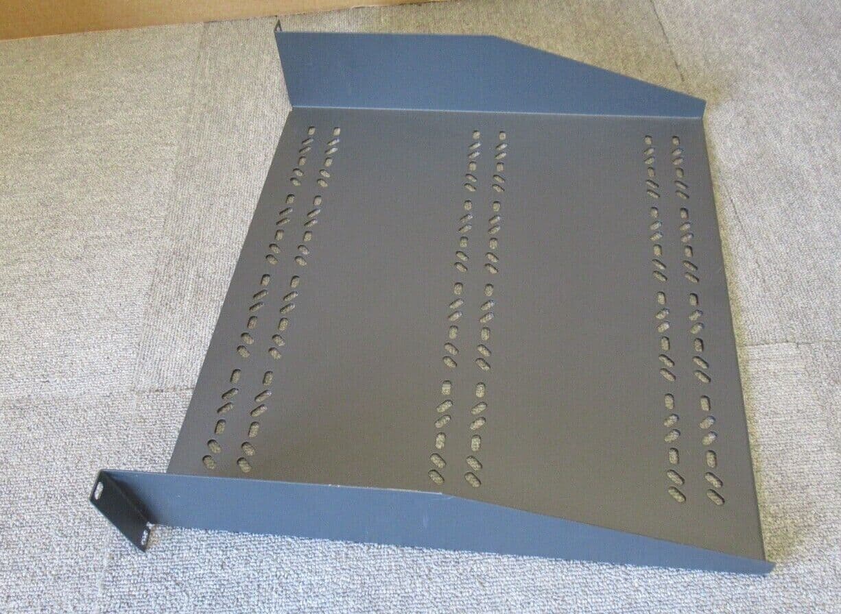 Fixed Vented Cantilever Data Cabinet Shelf 2U 19" Grey 400mm Deep