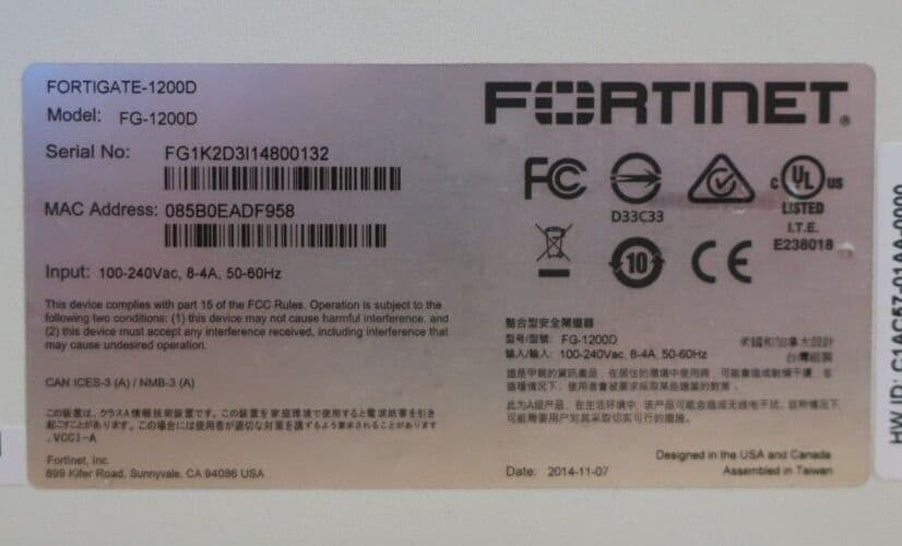 Fortinet FortiGate 1200D FG-1200D 4x 10GE SFP 16x 1GE SFP 18x GE RJ45 ...