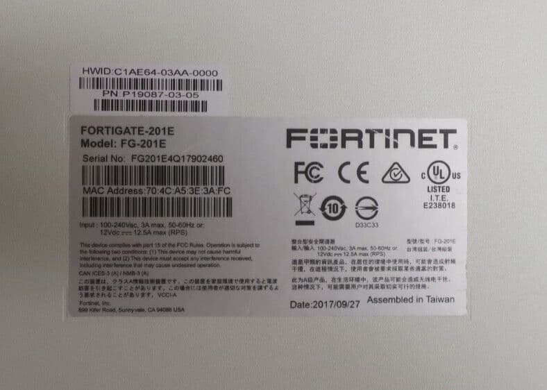 Fortinet Fortigate 201E FG-201E 14x 1GbE RJ45 4x 1GbE SFP Firewall ...