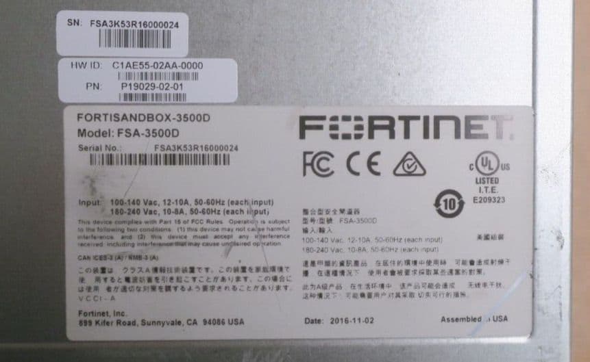 Fortinet FortiSandbox 3500D Security Appliance 16-Bay 8-Slot 5x SAM ...