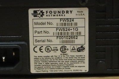 Foundry FastIron Workgroup 24-Port Fast Ethernet 1 Gigabit Port Network ...