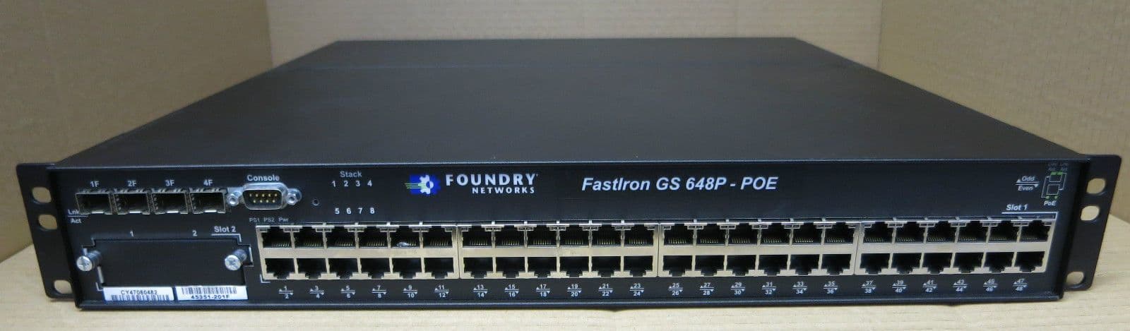 Foundry Network FastIron FGS648P-PoE Switch 48 port Gigabit 4x Combo ...