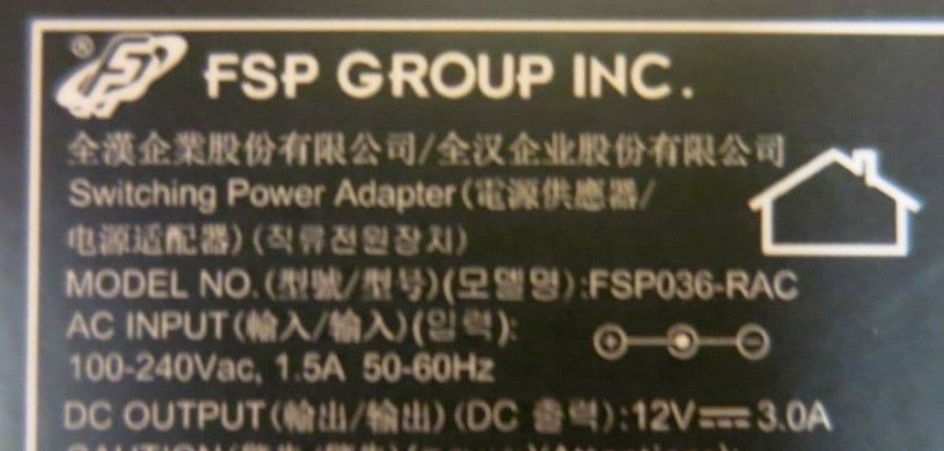 FSP Group FSP036-RAC Switching AC Power Adapter Charger 36W 12V 3A