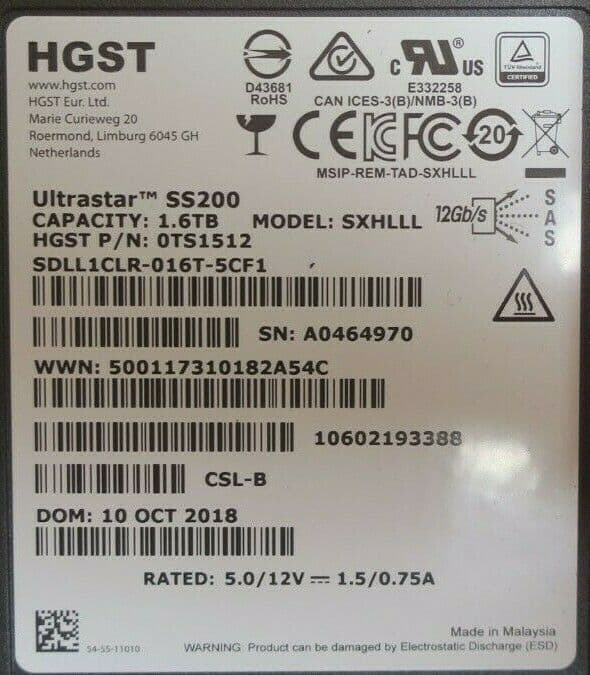 Fujitsu 1 6TB 2 5" 12G SAS SSD Solid State Drive in 3 5" Caddy S26361 ...