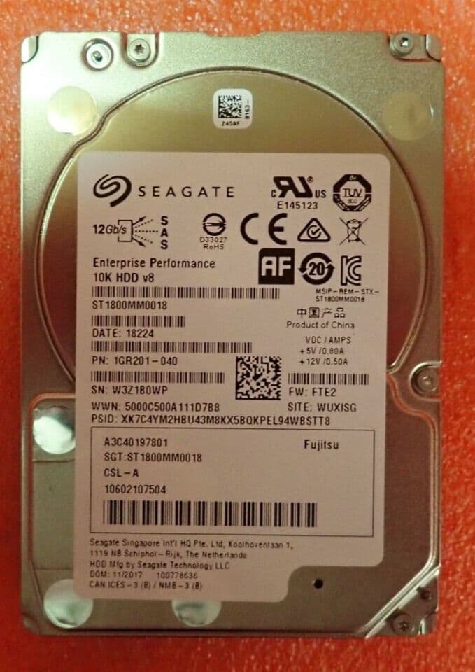 Fujitsu 1 8TB 10K SAS 12G 512e 2 5" Hot-Plug HDD Hard Drive S26361 ...
