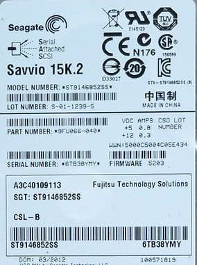 Fujitsu 146Gb 15K SAS 6G 2 5" SFF Hard Drive HDD A3C40109113 S26361-F4006-L514