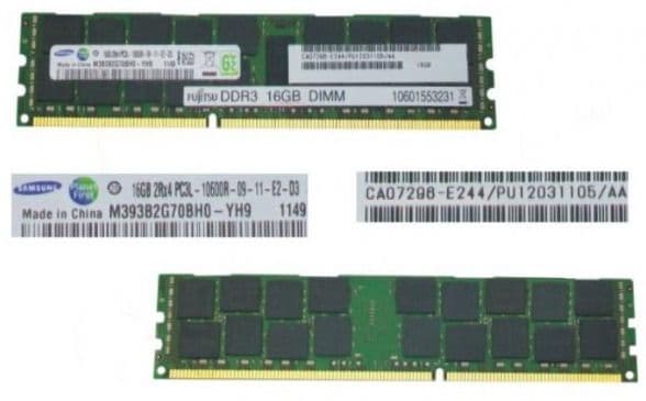 Fujitsu 16GB 2RX4 DDR3 PC3L-10600R 240Pin REG ECC Server Memory CA07296 ...