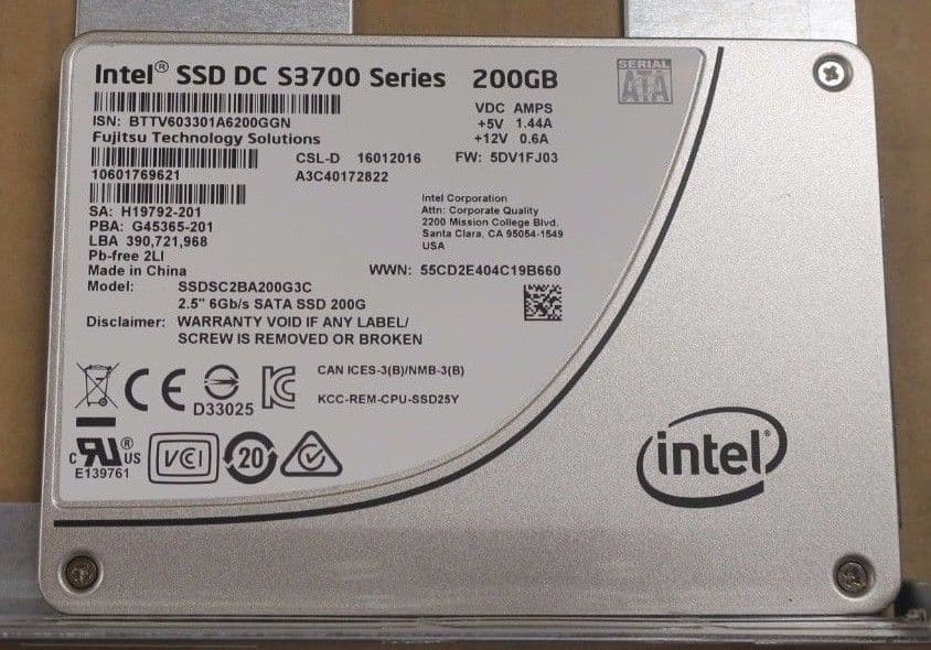 Fujitsu 200GB 3 5" 6Gbp/s SATA SSD Solid State S26361-F3821-E200 A3C40172822