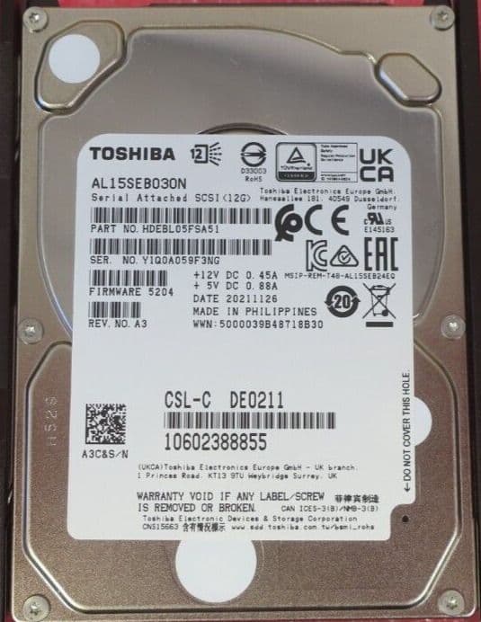 Fujitsu 300GB 10K 2 5" SAS 12G Hot-Plug Hard Drive HDD S26361-F5818-L130