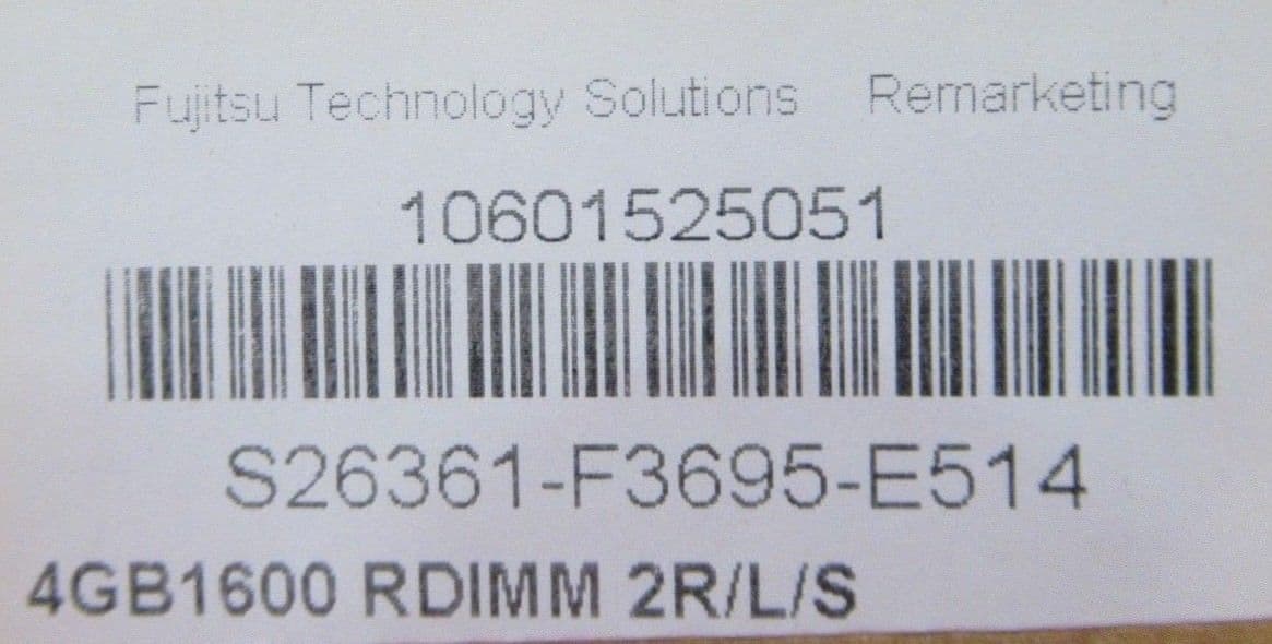 Fujitsu 4GB 1x4GB DDR3-1600 PC-12800 ECC RG Server RAM S26361-F3695-E514