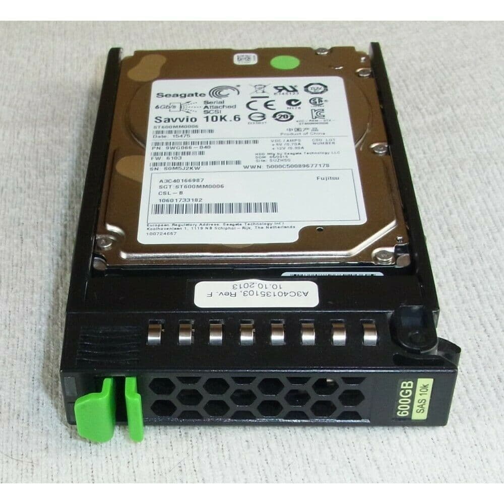 Fujitsu 600GB 10K 2 5" 6Gb/s SAS Hard Drive HDD A3C40166987 S26361 ...