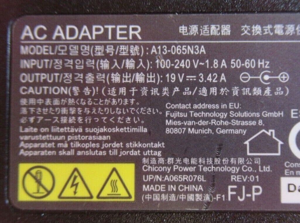 Fujitsu A13-065N3A CP531971-01 FMV-AC341B AC Power Adapter Charger 65W ... Fujitsu A13-065N3A CP531971-01 FMV-AC341B AC Power Adapter Charger 65W ...