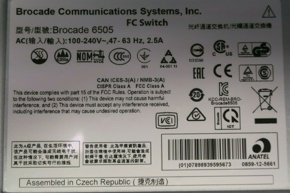 Fujitsu Brocade 6505 16Gb 24-Port 12-Active SFP FC SAN Switch SM-6505-12-0R