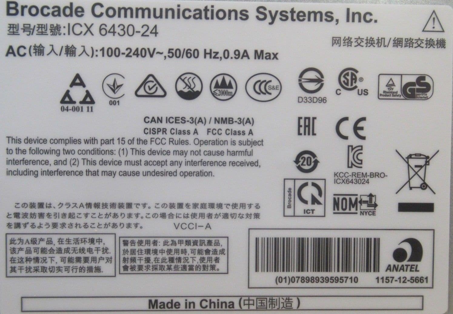 Fujitsu Brocade ICX 6430-24 Gigabit Ethernet Switch 24x 10/100/1000 4x ...