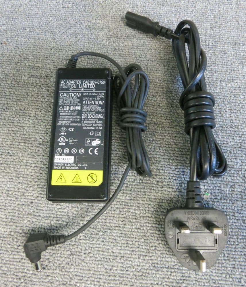 Fujitsu CA01007-0750 Stylistic Laptop AC Power Adapter 60 Watt 16 Volts ...