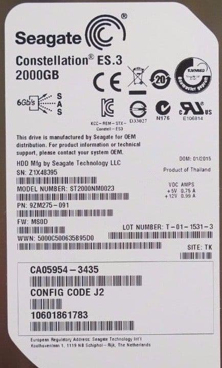 Fujitsu CA07237-E444 3 5" 2TB SAS 7 2K RPM 6G Hard Drive Eternus DX60 ...