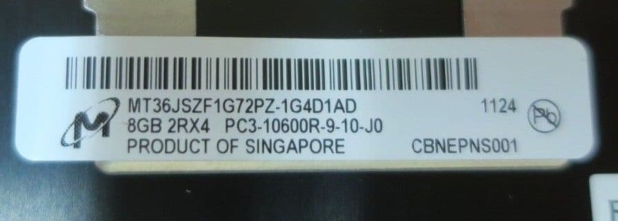 Fujitsu CA07295-E233 Micron MT36JSZF1G72PZ-1G4D1AD 8GB 2Rx4 DDR3 PC3 ...