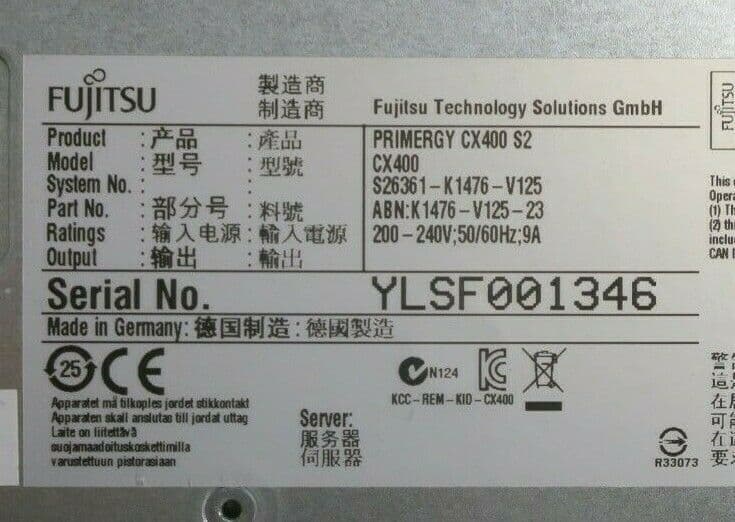 Fujitsu CX400 S2 4-Node 2U Server 8x Intel 8C E5-2650V2 256GB RAM 24x 2 ...