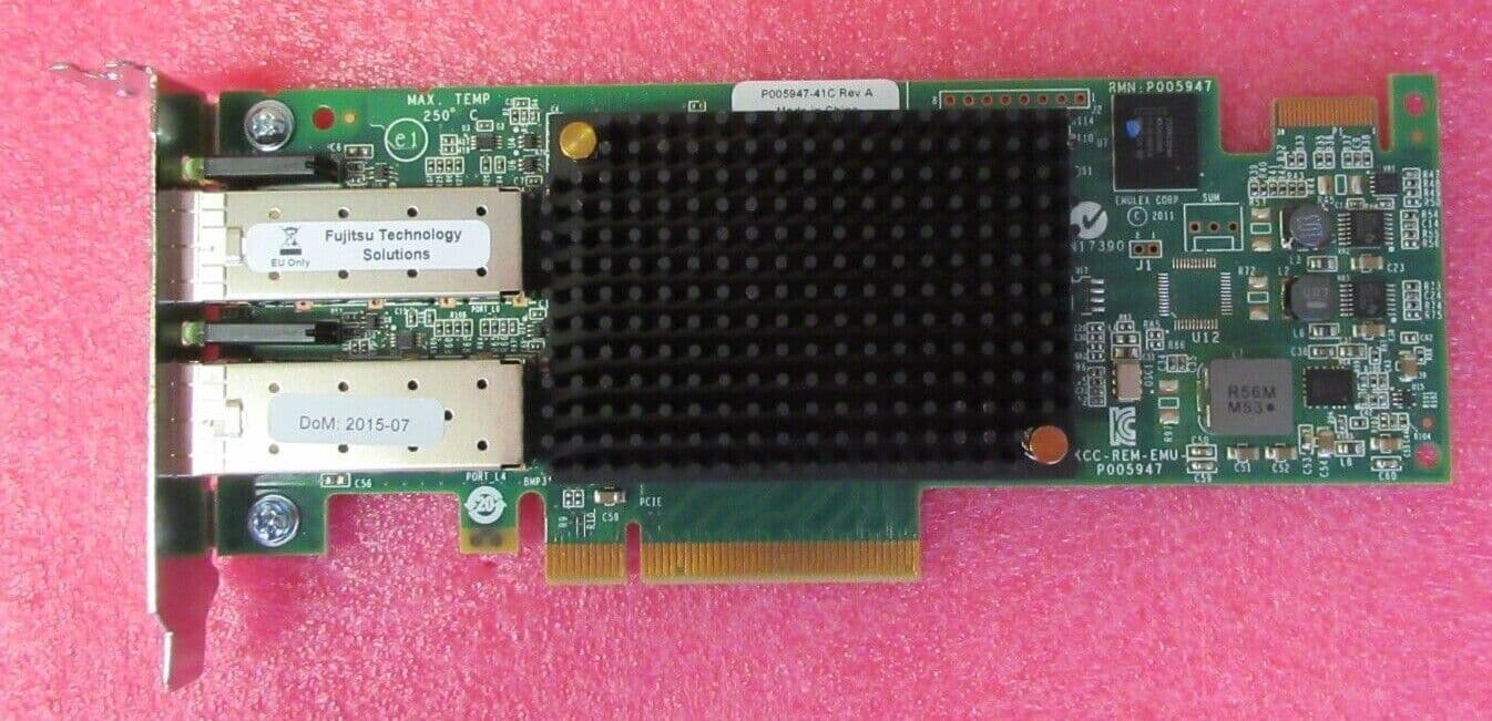 Fujitsu Emulex LightPulse LPe16002 LP Half Height 16Gb SFP Dual Port FC ...