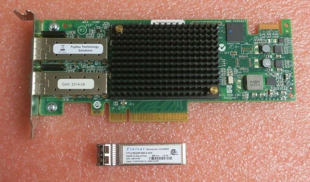 Fujitsu Emulex LPe16002 Dual Port 16Gb FC PCIe HBA LP A3C40157682 W/ 1x ...
