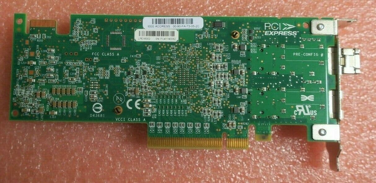 Fujitsu Emulex LPe16002 Dual Port 16Gb FC PCIe HBA LP A3C40157682 W/ 1x ...